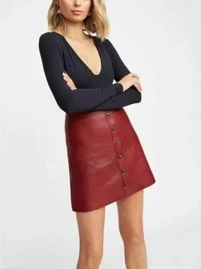 Kookai | Skirts | Kookai Burgundy Red Lamb Leather Mini Skirt Size Us 6 ...